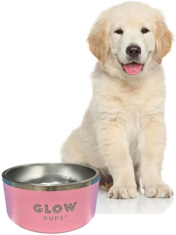 Light Pink Stainless Steel Vacuum Insulated Dog Bowl – Glow Pups